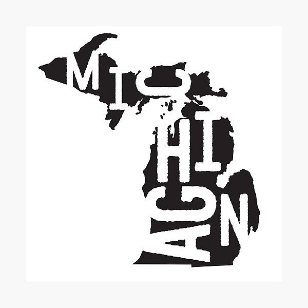 Lámina fotográfica «Diseño del estado de Michigan | Gráfico de letras ...