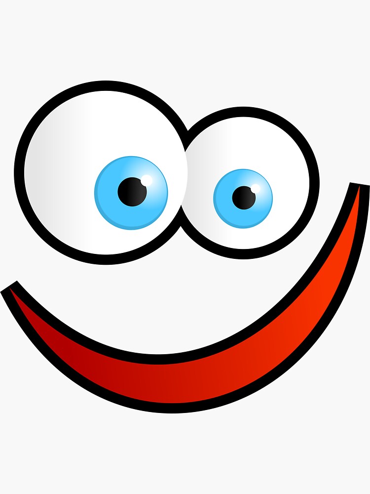 "All Smiles No Teeth Cartoon Facial Expression " Sticker for Sale by ...