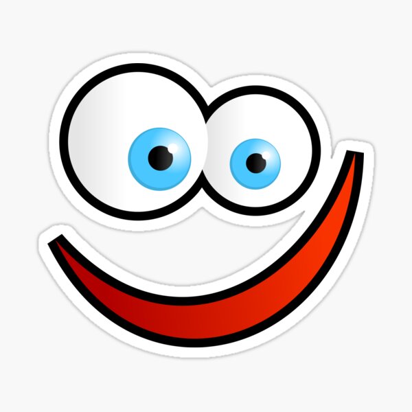 "All Smiles No Teeth Cartoon Facial Expression " Sticker for Sale by ...