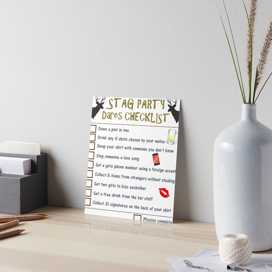 "Stag Do Dares Checklist" Poster for Sale by Pixato | Redbubble