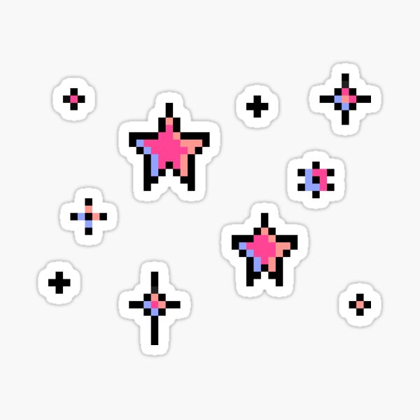 "retro pixel 8-bit stars pink sticker pack" Sticker for Sale by finniel ...