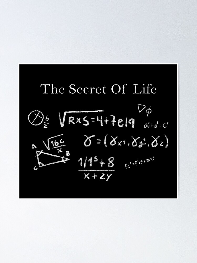 "The Secret Of Life Formula Science Secret Calculation Equation" Poster ...