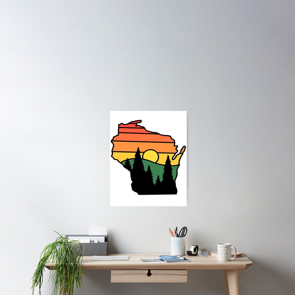 "Wisconsin- Sunset over Pine Trees with Color" Poster by ScoutM14 ...