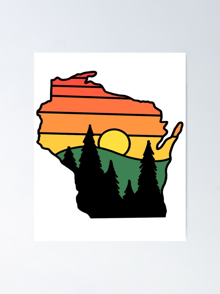 "Wisconsin- Sunset over Pine Trees with Color" Poster by ScoutM14 ...