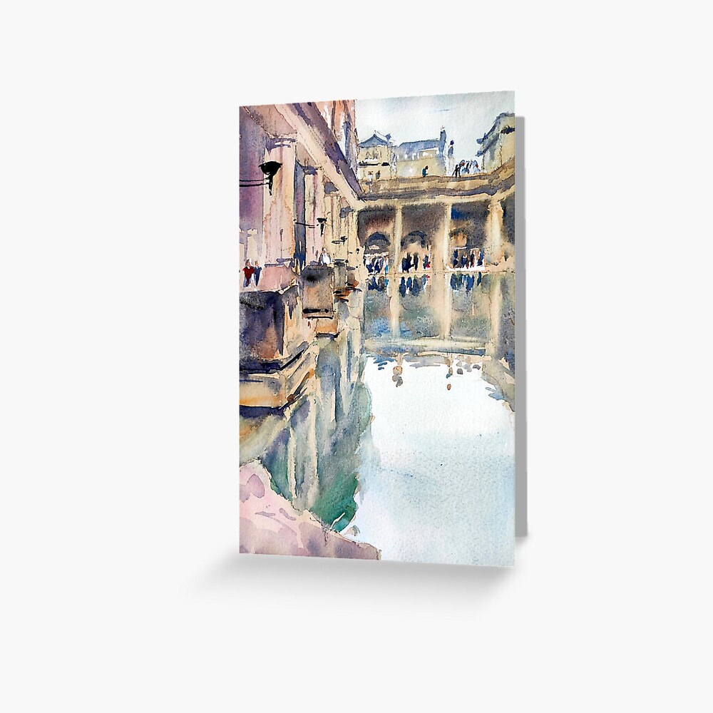 "The Roman Baths - Watercolour urban landscape painting - Historic ...