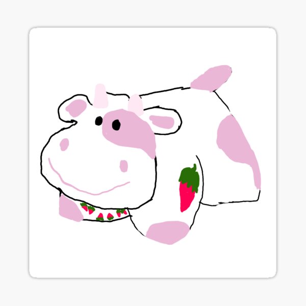 "strawberry cow cartoon design" Sticker for Sale by One66648 | Redbubble