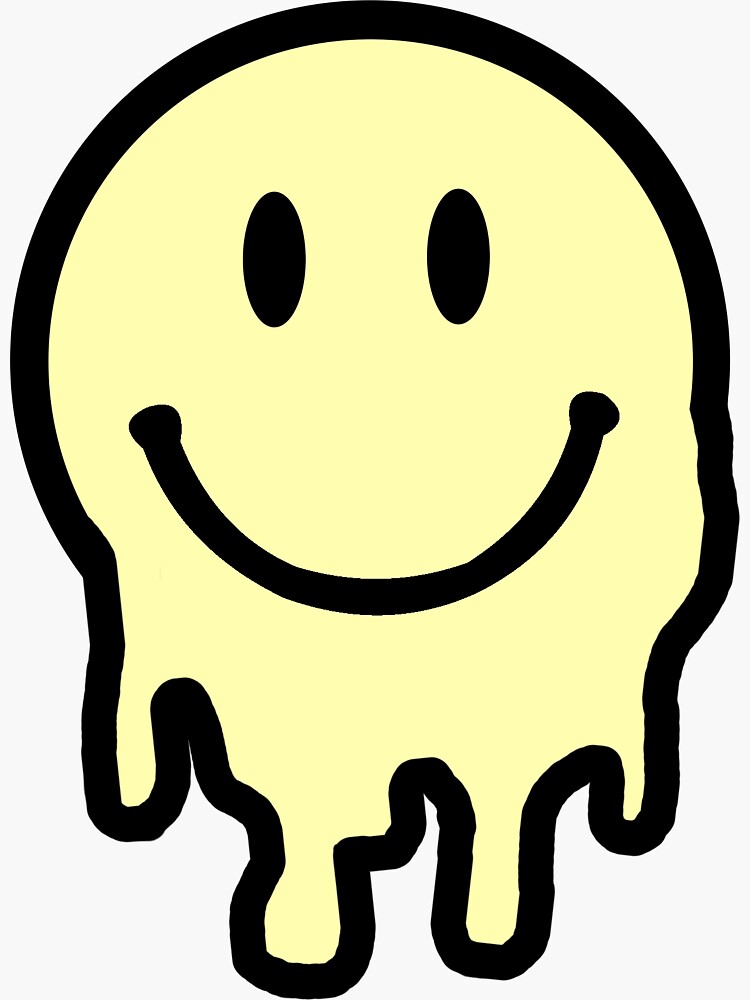 "Pastel Yellow Drippy Smile" Sticker for Sale by solarsquidd | Redbubble