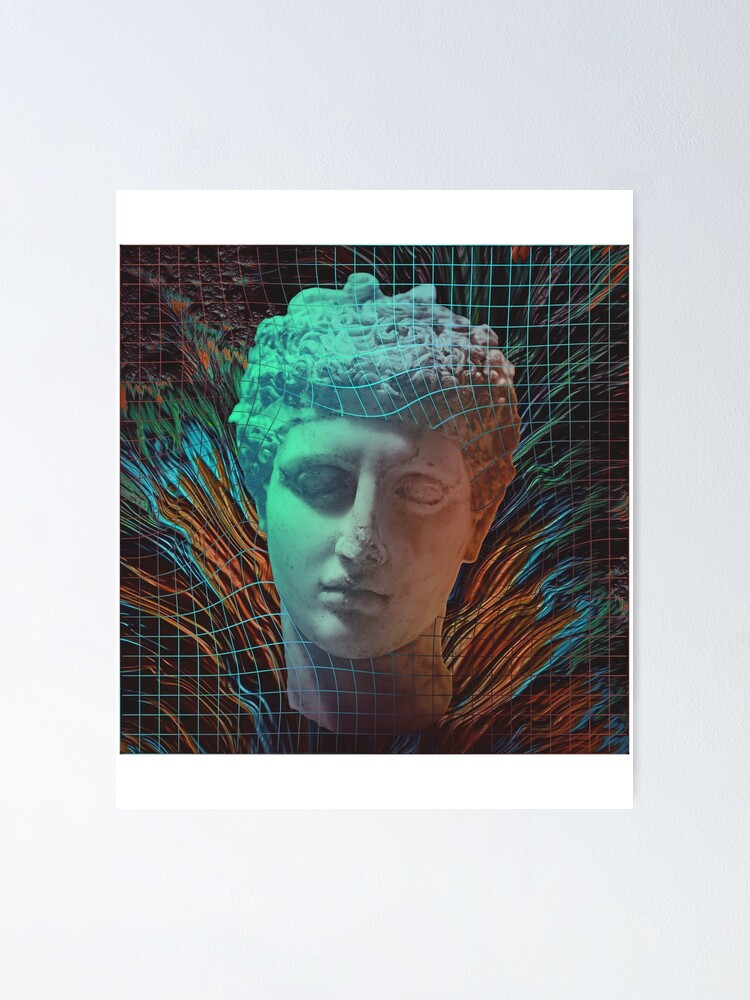"Synthwave Aesthetic Ancient Greek Sculpture Artwork" Poster for Sale ...