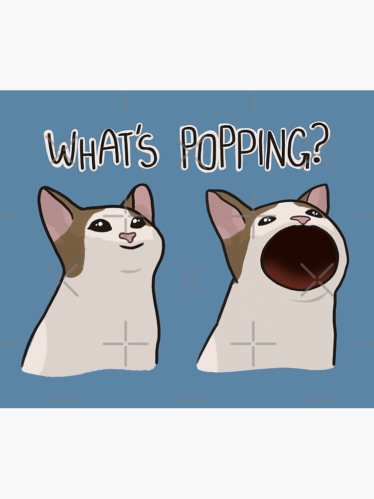 ""What's Popping" Popping Cat Meme " Art Print for Sale by mahinart ...