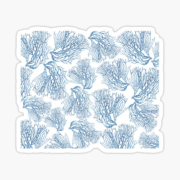"Blue Sea Fan Coral Pattern - Coastal Theme" Sticker by Primroaddesigns ...