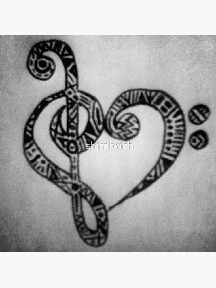 "treble clef base clef heart" Sticker by shirabrich | Redbubble