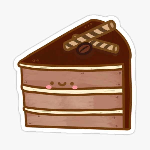 "Kawaii Happy Cafe Tiramisu Cake Sticker" Sticker by Marie-c-doodles ...