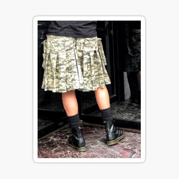 "Man in camouflage kilt" Sticker for Sale by AngelaMarshall | Redbubble