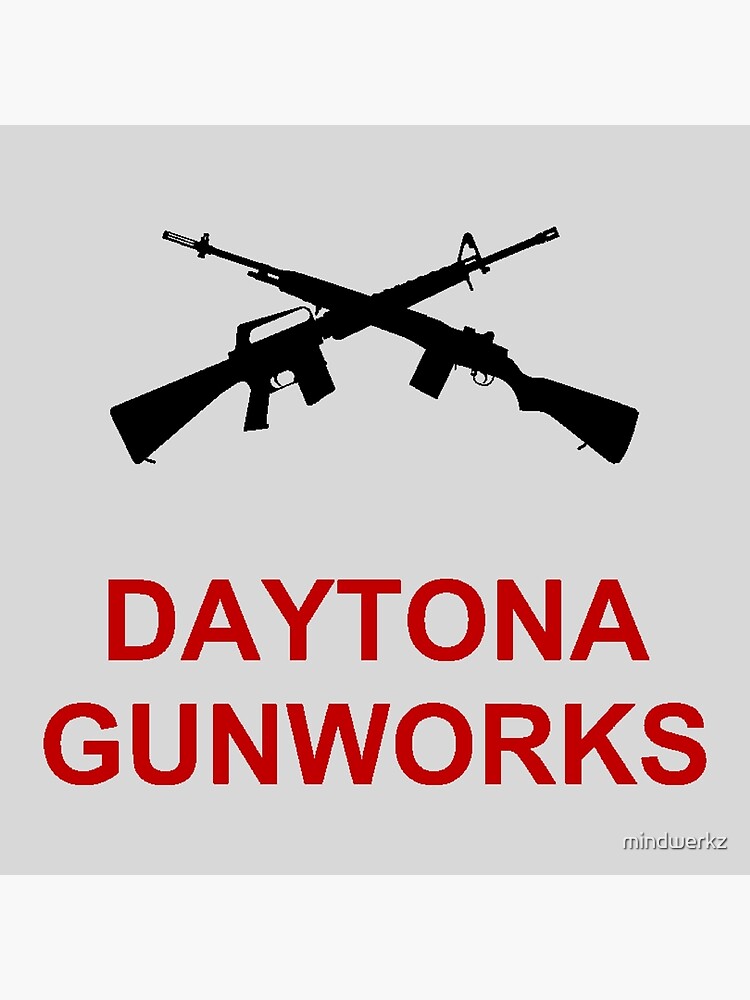 "Daytona Gunworks Logo - Black & Red" Art Print by mindwerkz | Redbubble