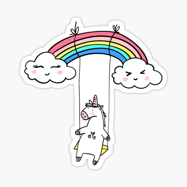 "Cute rainbow and unicorn, fun cartoon" Sticker for Sale by WhiteVerse ...