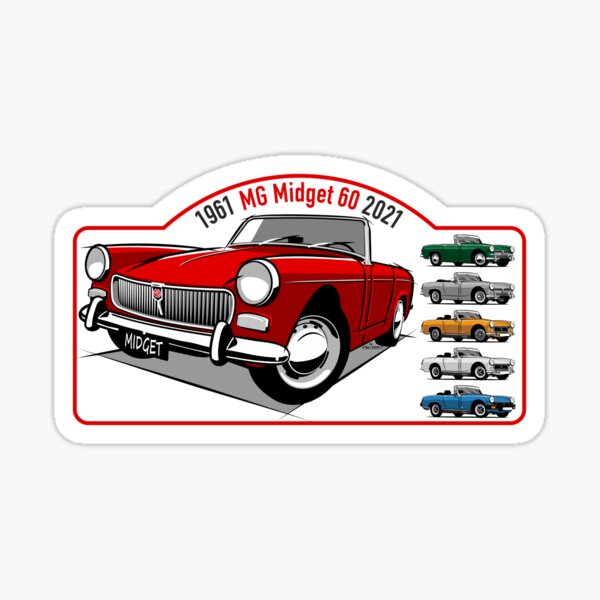 "MG Midget 60 years" Sticker for Sale by car2oonz | Redbubble