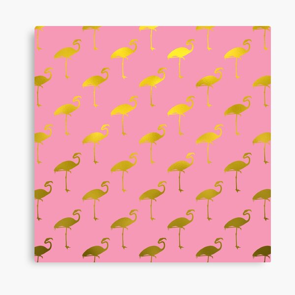 "Gold and Pink Flamingos Pattern Faux Foil Flamingo" Canvas Print for ...