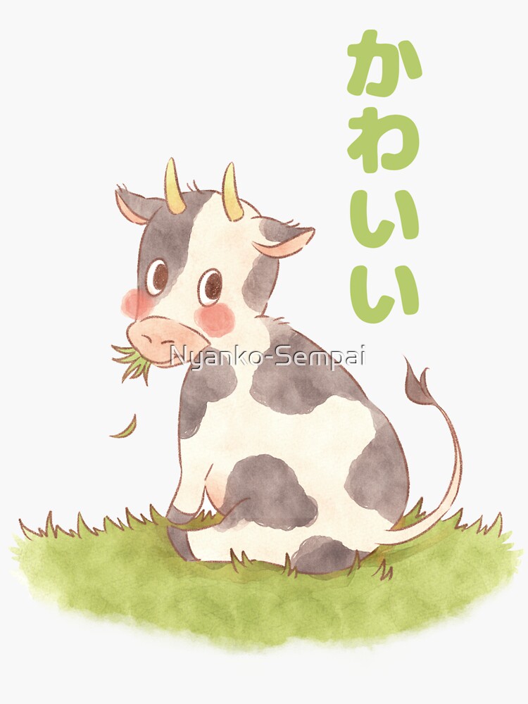 "Kawaii cow" Sticker by Nyanko-Sempai | Redbubble