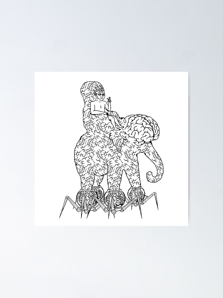 "Wojak Brain Walking On Brains Meme *HIGH QUALITY*" Poster for Sale by ...