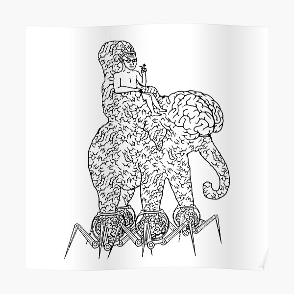 "Wojak Brain Walking On Brains Meme *HIGH QUALITY*" Poster for Sale by ...