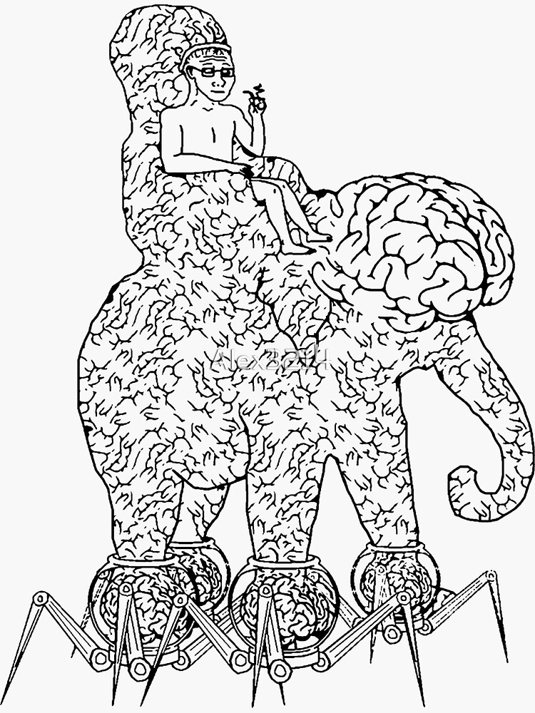 Wojak Brain Walking On Brains Meme High Quality Sticker By Alex3214 Redbubble