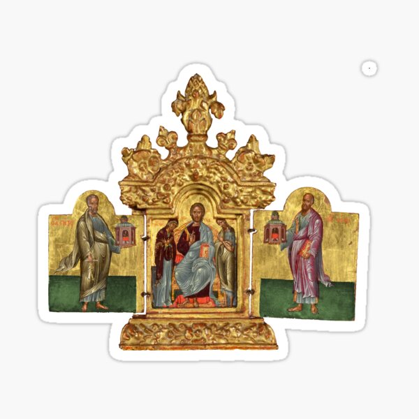 "Jesus Orthodox Icon 3 Panel" Sticker for Sale by Apoc-village | Redbubble