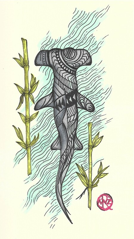 "Hammerhead Shark Polynesian illustration" by VergiliusDesign | Redbubble