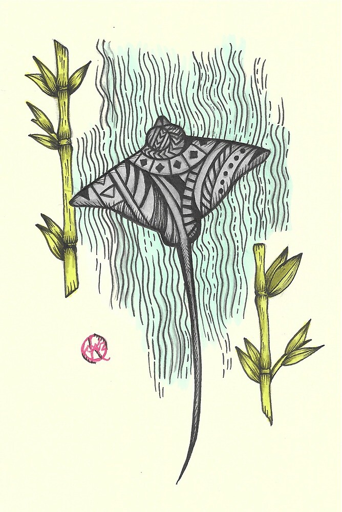 "Spotted Ray Polynesian Design" by VergiliusDesign | Redbubble