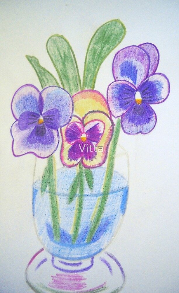 "Pansies - Pencil Drawing" by Vitta | Redbubble