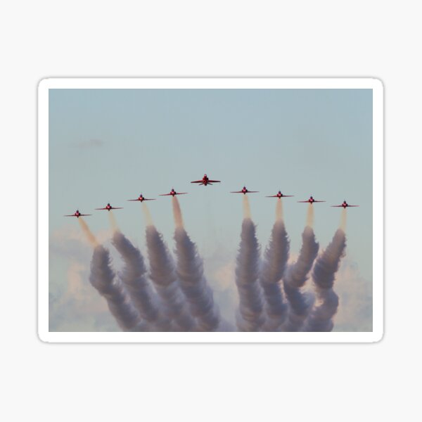 "RAF Red Arrows head-on" Sticker for Sale by captureasecond | Redbubble