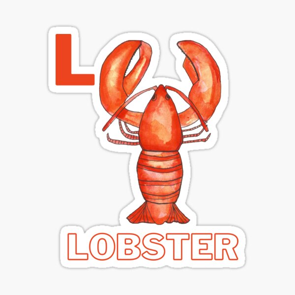 "Lobster Starts with L Ocean Animals Alphabet Letter L" Sticker for ...