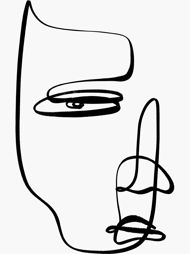 "Abstract Face One Line Art Painting" Sticker for Sale by FineNoon ...