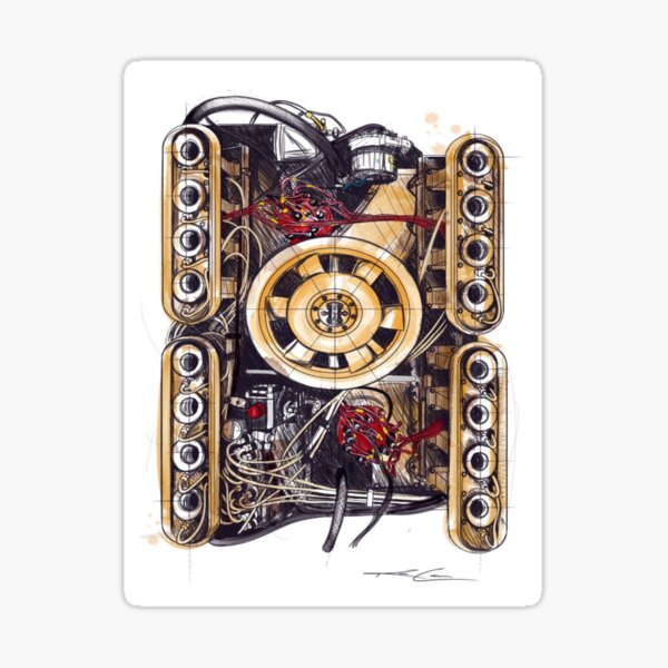 "Le Mans 917 V12 Engine" Sticker by Master-bg | Redbubble