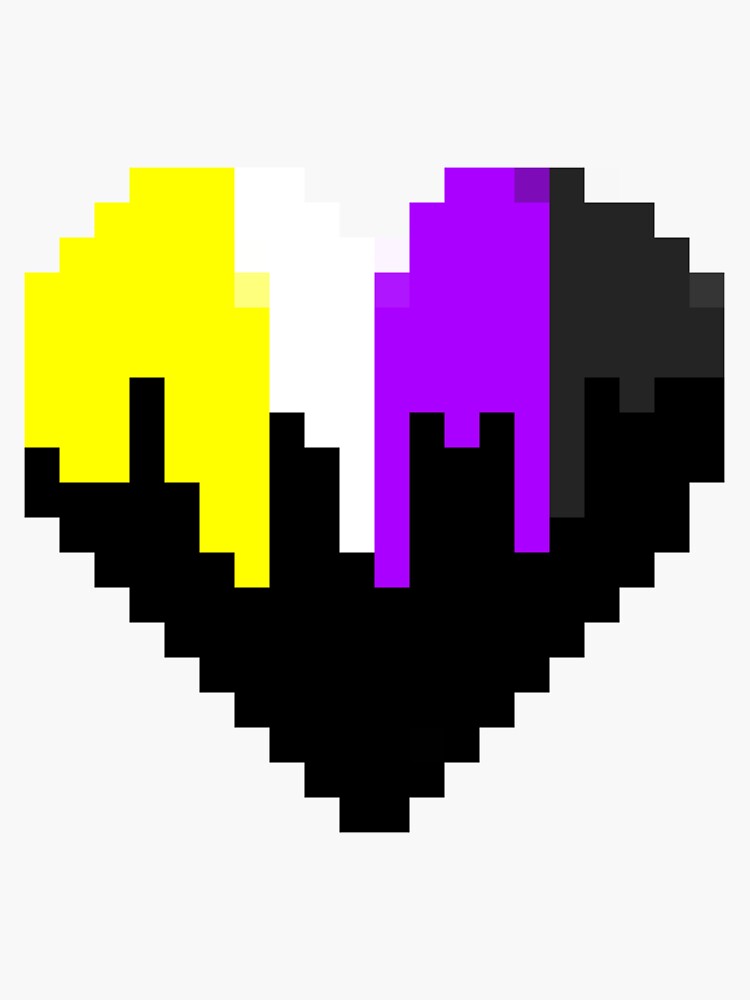 "Non-Binary Pixel Heart" Sticker for Sale by PadmePanda | Redbubble