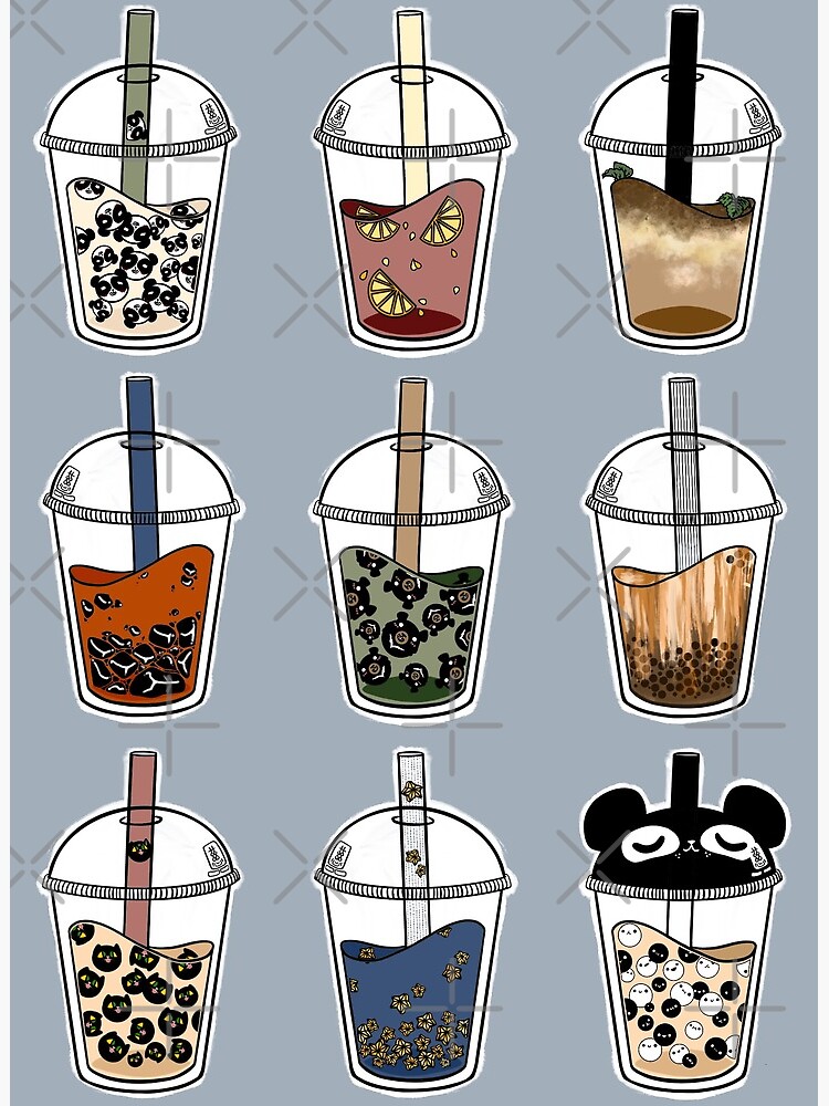 "Collage Wall of Boba Tea Remastered (Animal Themed)" Art Print for ...