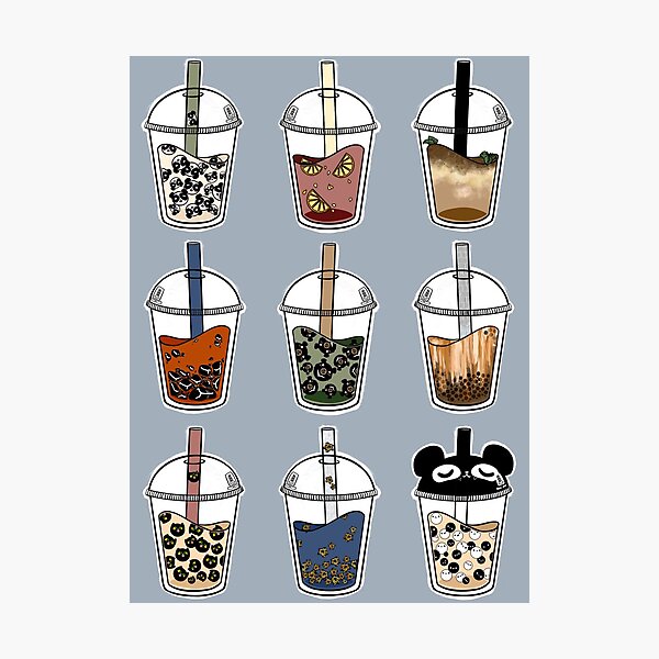 "Collage Wall of Boba Tea Remastered (Tiermotiv)" Fotodruck von ...