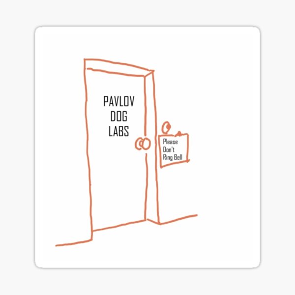 "Pavlov’s Lab Joke" Sticker for Sale by icon-oclast | Redbubble