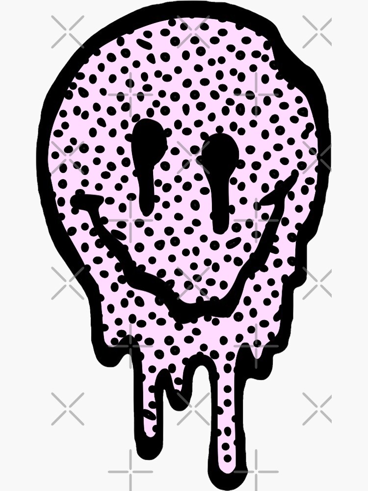 "Pink Polka Dot Drippy Smiley Face" Sticker for Sale by lolsammy910 ...