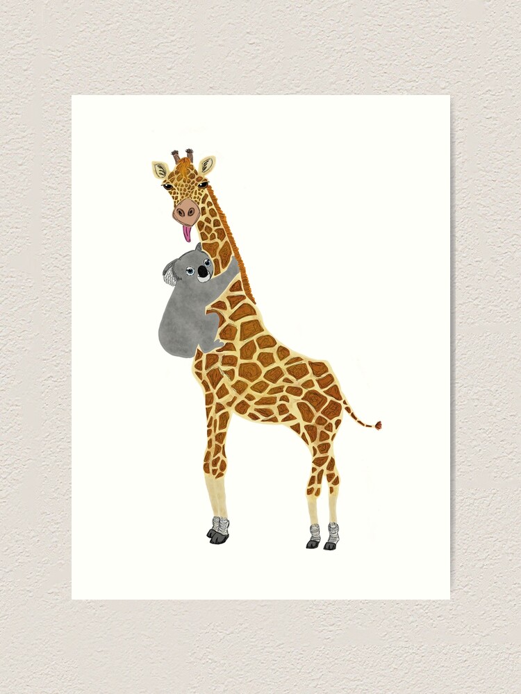 "Koala Hugging Giraffe " Art Print for Sale by CraftedbyJK | Redbubble