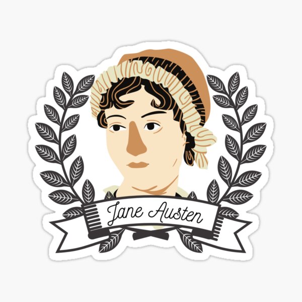 "Jane Austen " Sticker for Sale by Dollfacedesign | Redbubble