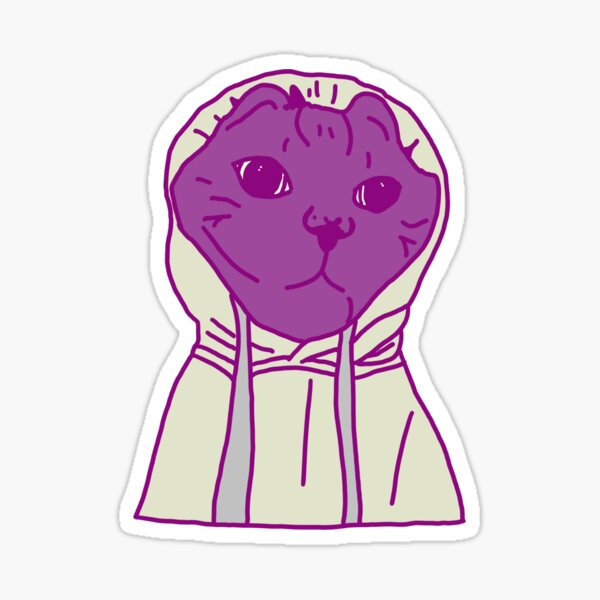 "Hoodie Cat Meme - PURPLE" Sticker by beccaamac | Redbubble