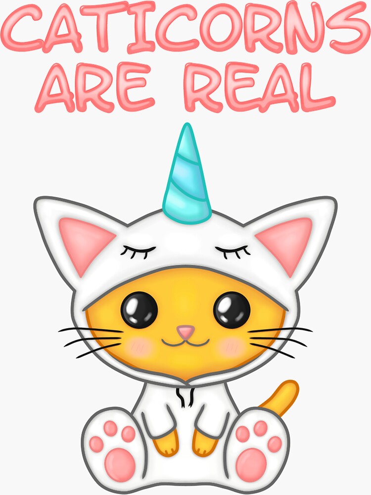"Caticorns Are Real" Sticker for Sale by ILove-YourShirt | Redbubble