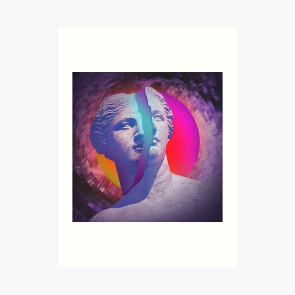 "Synthwave Retrowave Aesthetic Ancient Greek Sculpture Artwork" Art ...