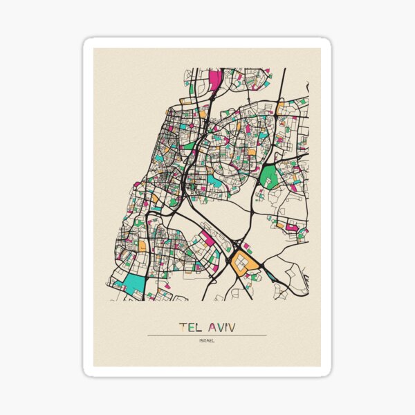 "Tel Aviv, Israel Street Map" Sticker for Sale by geekmywall | Redbubble