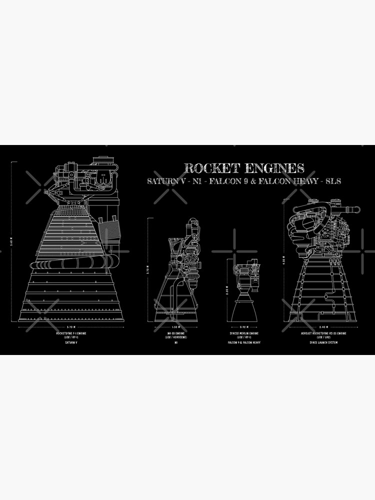 "Rocket engines comparison (White Stencil - No Background)" Art Print ...
