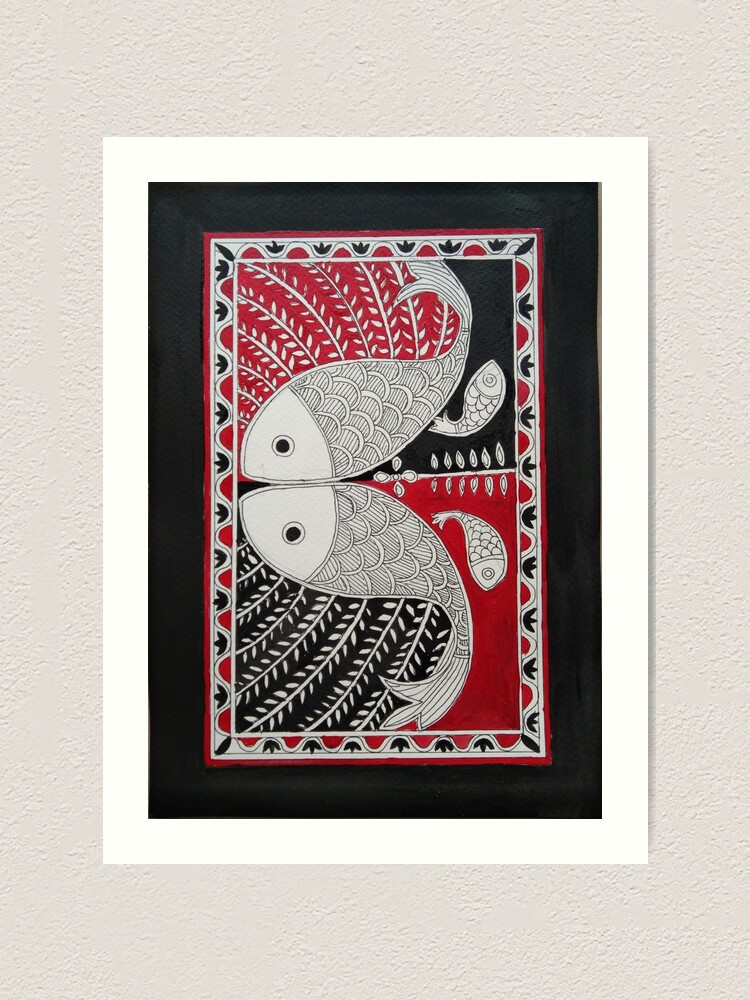 "Madhubani/fish motif/fish/animal print/Indian art" Art Print by ...