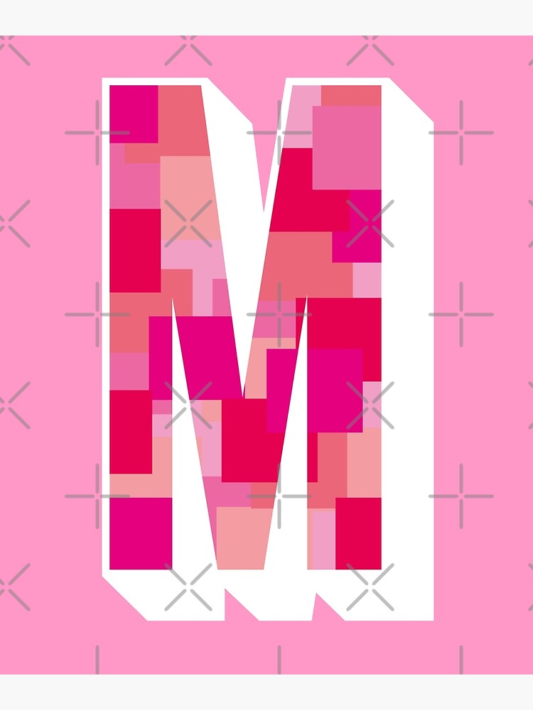 "The Letter M - Pink & White Monogram Initial" Photographic Print by ...