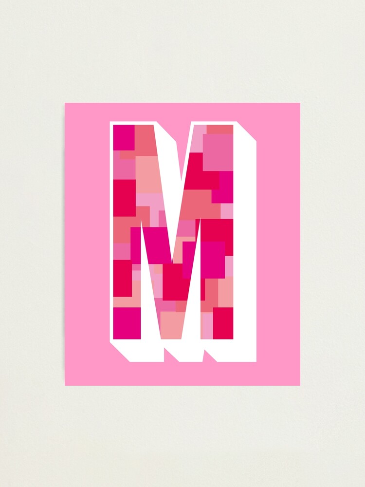 "The Letter M - Pink & White Monogram Initial" Photographic Print by ...