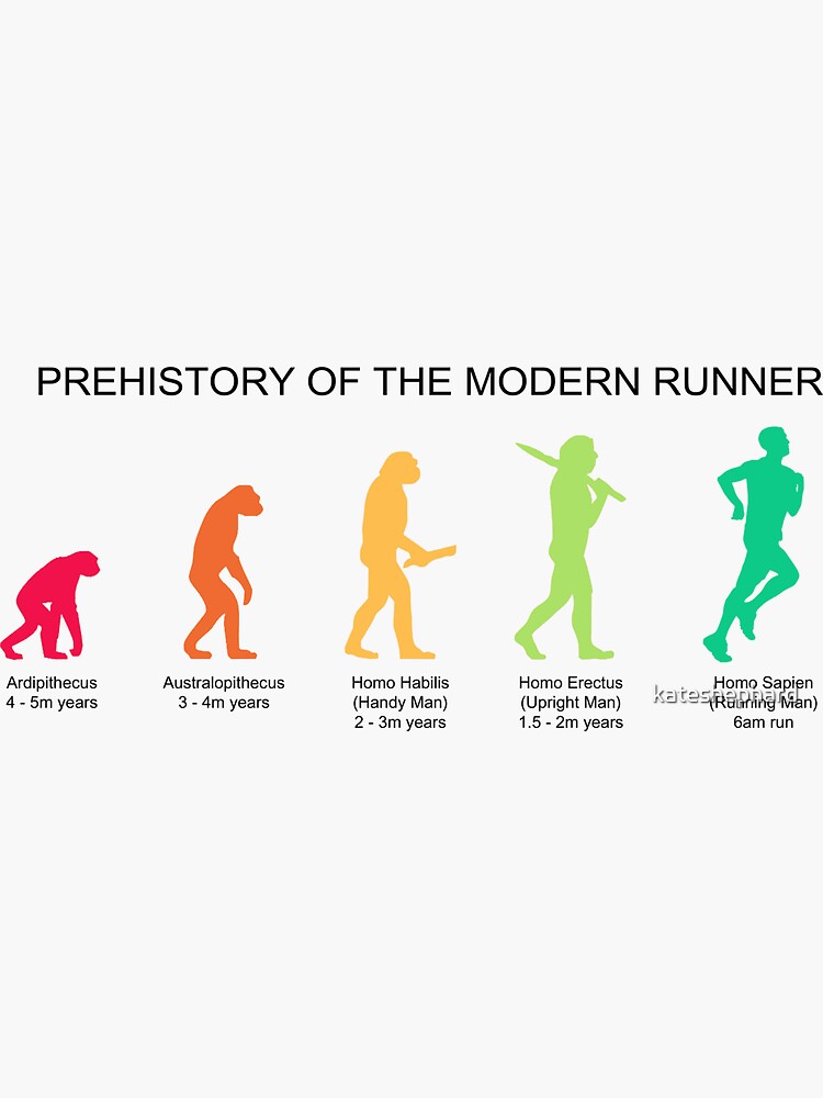 "Funny Running Gift Idea Evolution of the Runner Dad" Sticker by ...