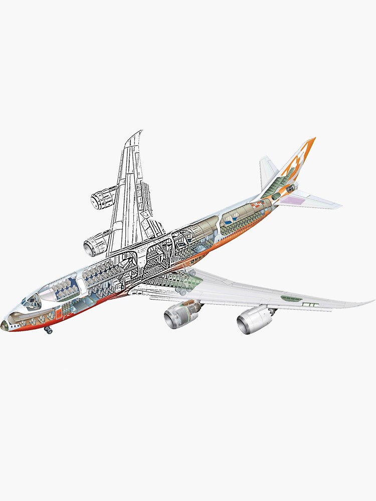 "Boeing 747-800 intercontinental" Sticker for Sale by DrTigrou | Redbubble